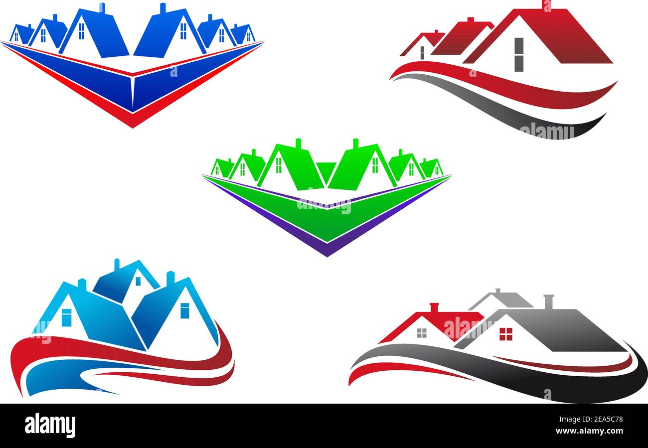Real estate symbols - roofs and houses elements Stock Vector Image ...