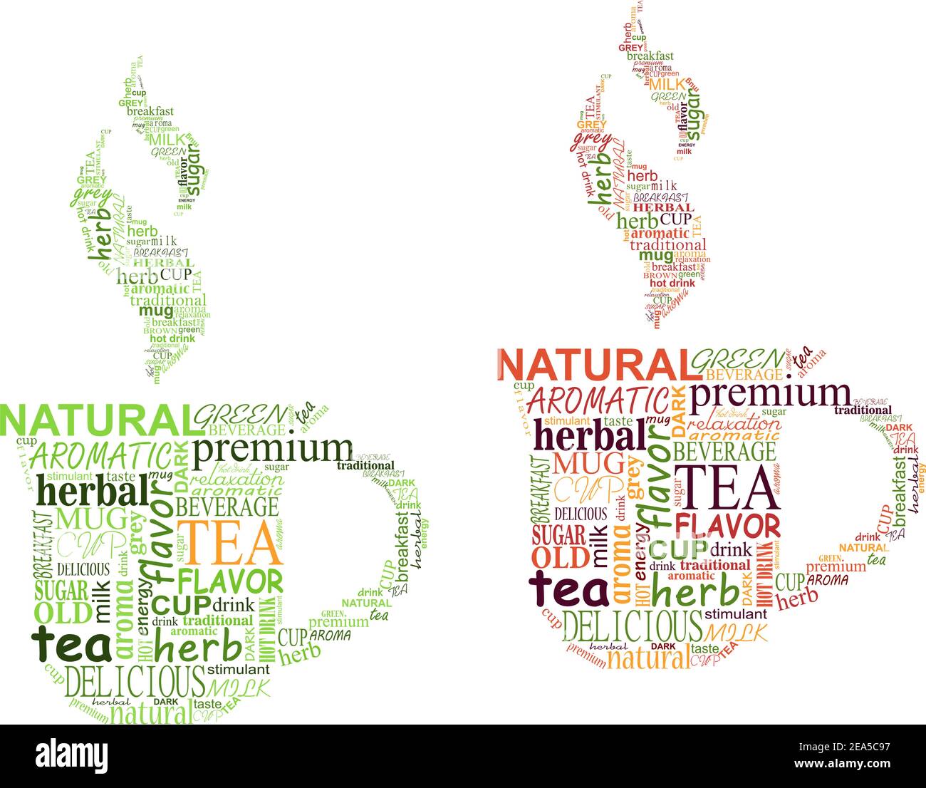 Tea tags cloud with cup shape for any cafe design Stock Vector Image ...