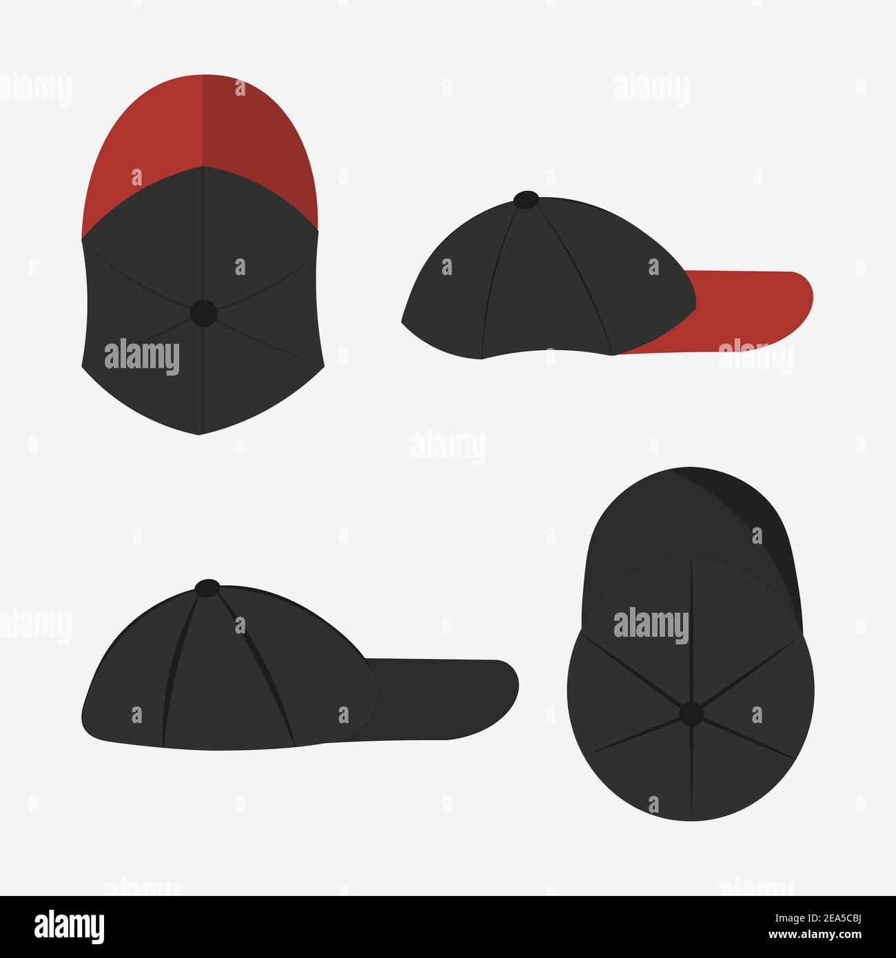 Black and red caps set with top and side view Stock Vector Image & Art ...