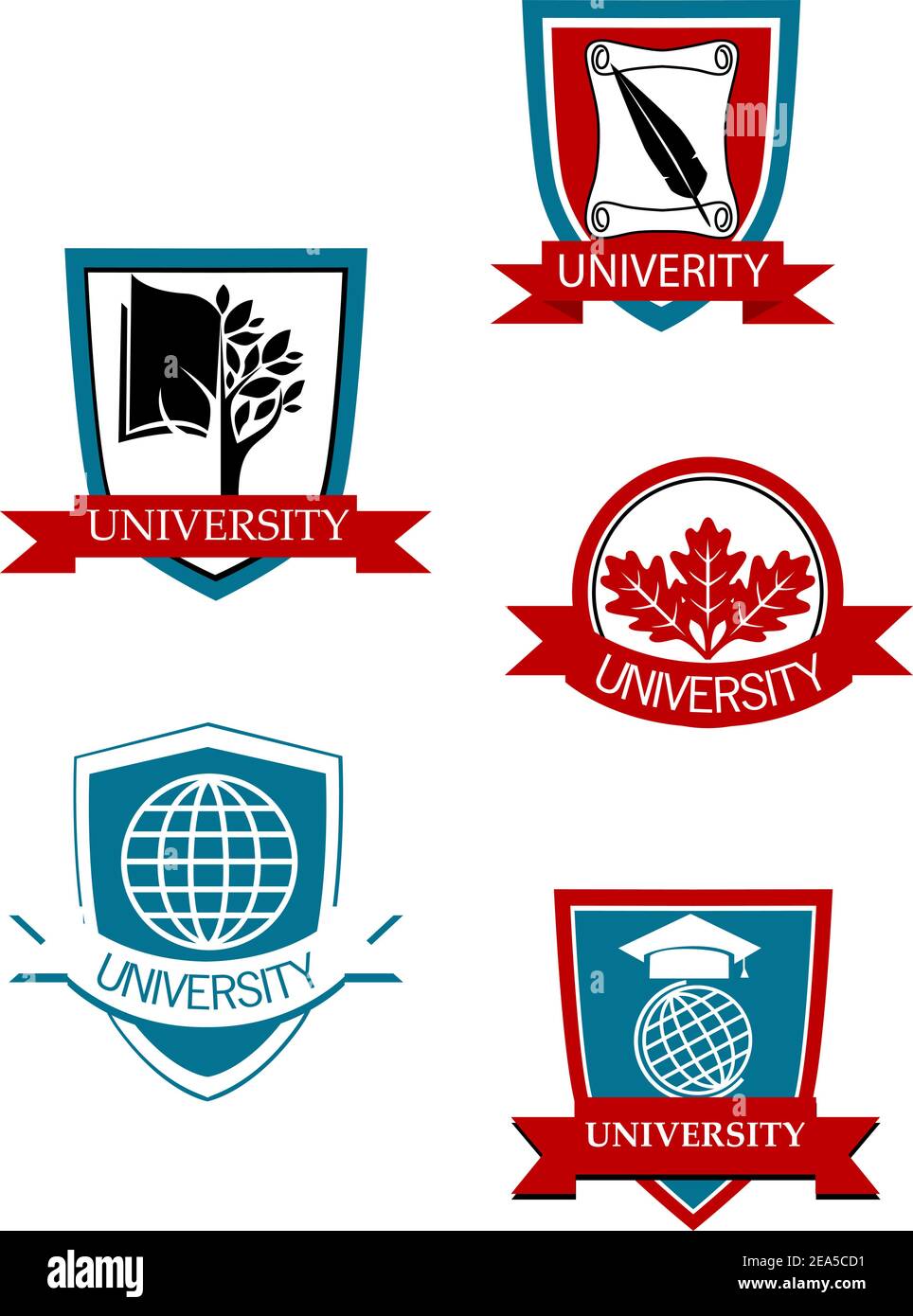 Set of university and college symbols isolated on white Stock Vector ...