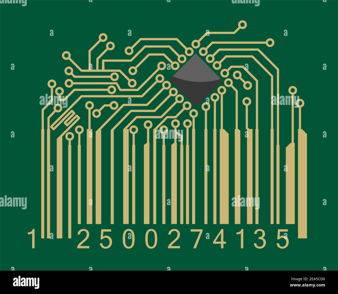 Bar code with computer motherboard elements for technology concept ...