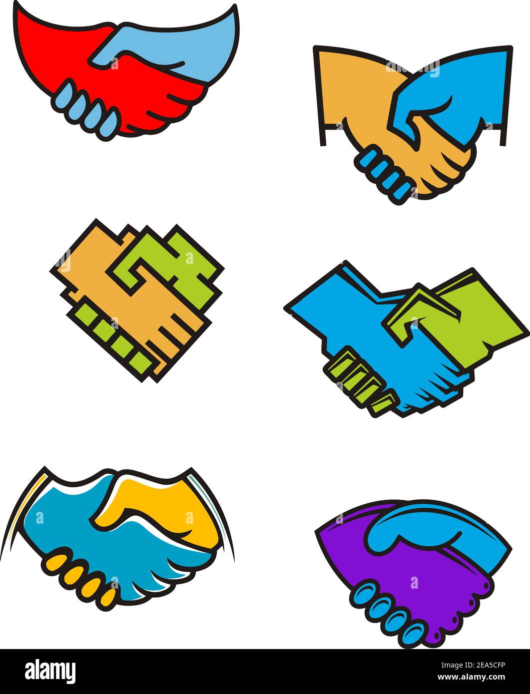 Handshake symbols and icons set for business or another design Stock ...