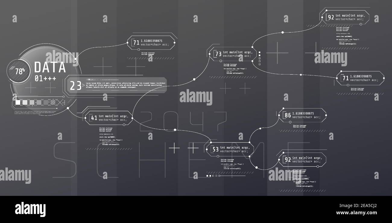 Composition Of Computer Hud Interface With Coding Architecture Stock Vector Image And Art Alamy