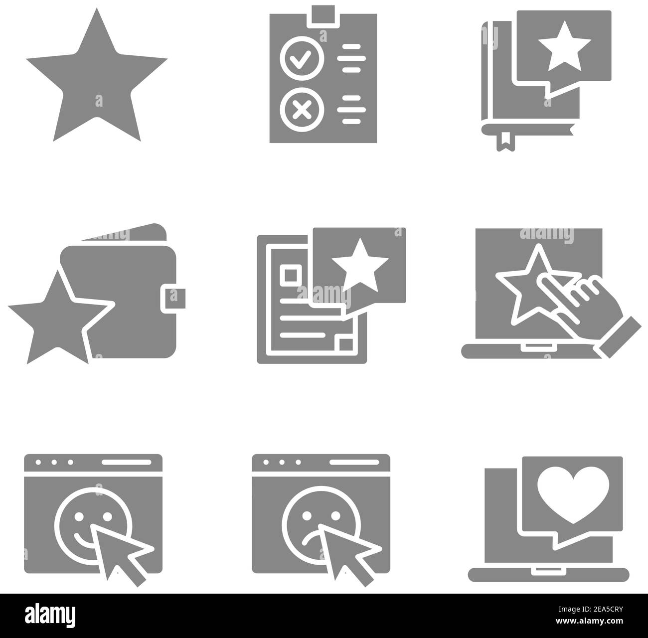 Set of star feedback gray icons. Customer review, rating, donation ...