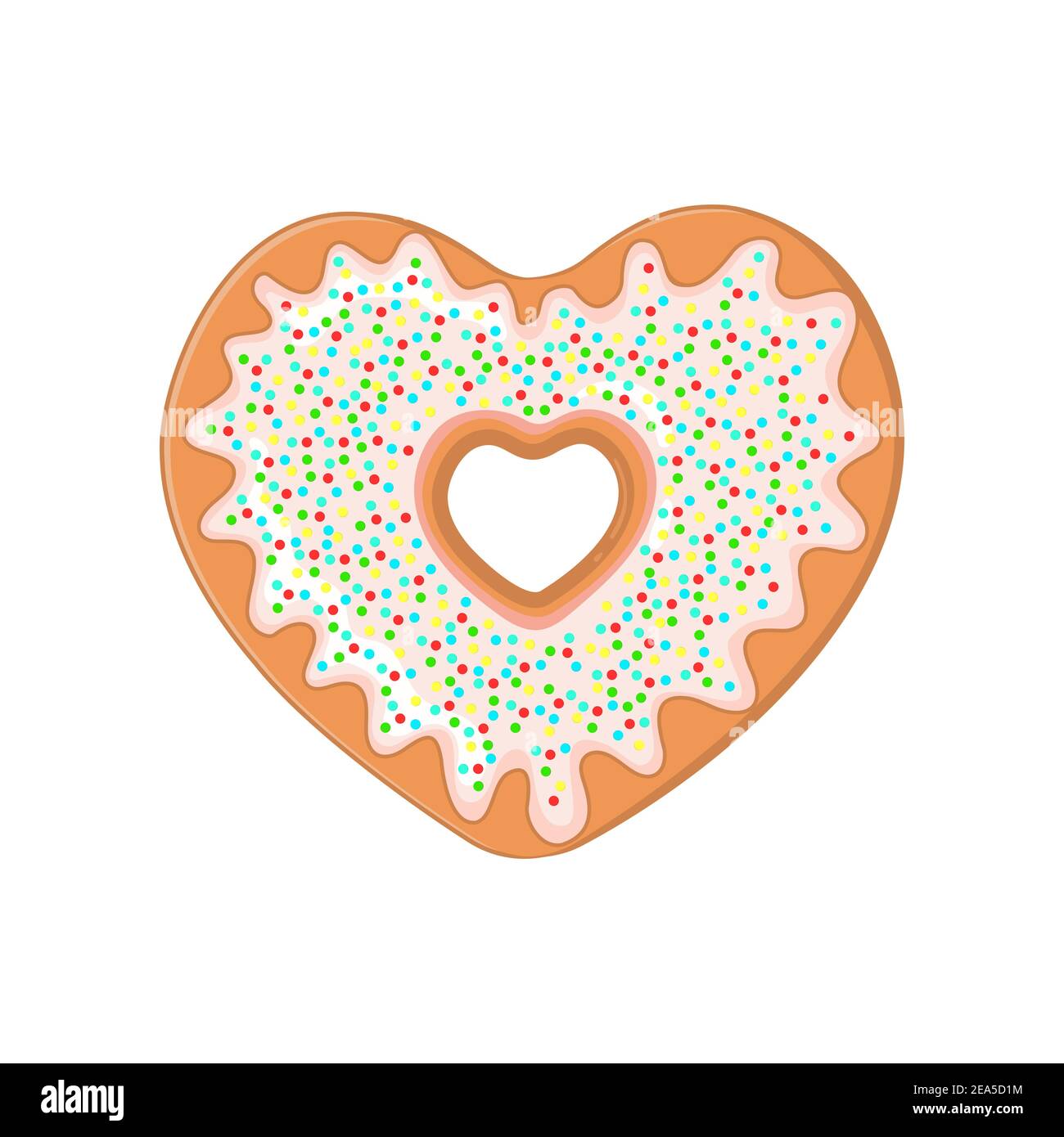 Heart shaped donut decorated with sugar glaze and nonpareil balls ...