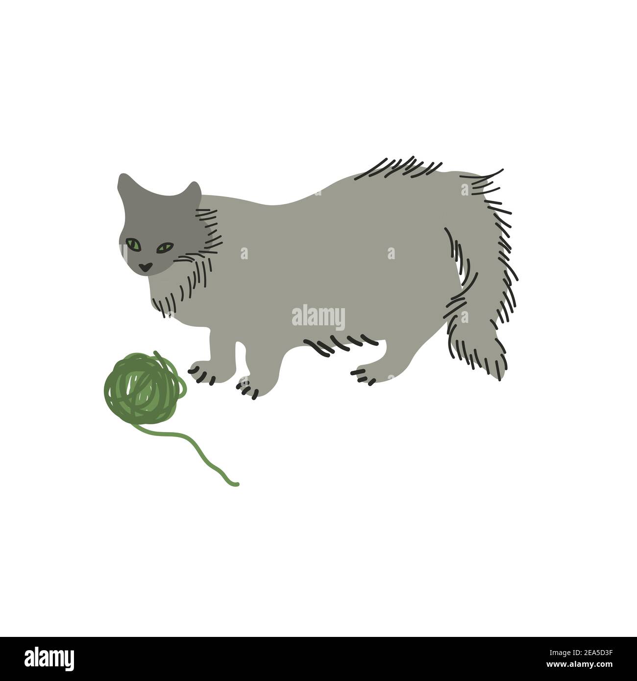 Cat and ravel simple vector illustration Stock Vector Image & Art - Alamy