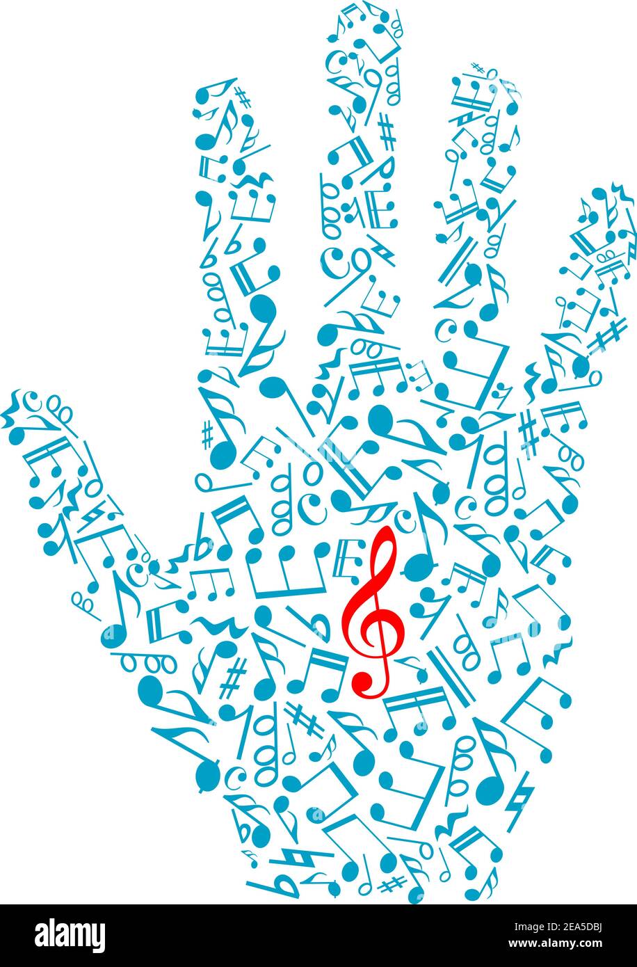 Human hand with musical notes and elements for art design Stock Vector ...