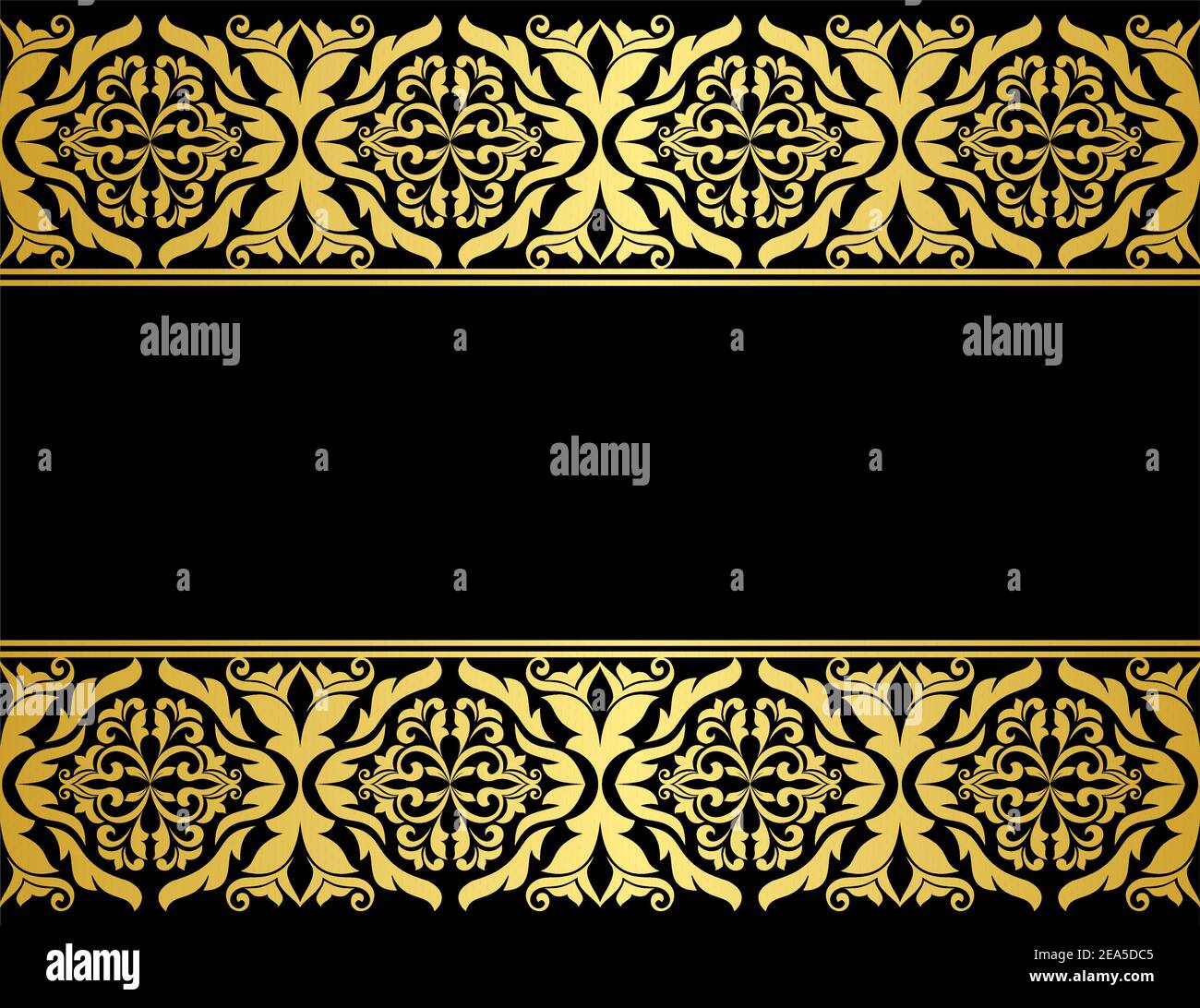 Floral borders with gilded embellishments in retro style Stock Vector ...