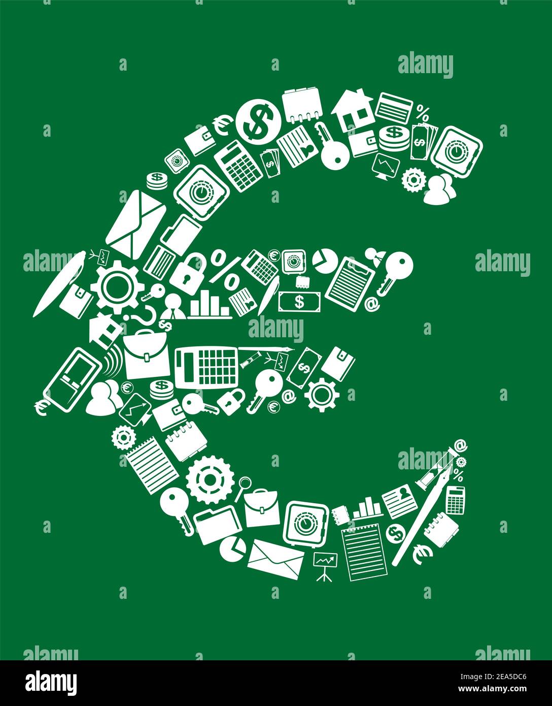 Symbol of euro currency with diffrent business icons Stock Vector Image ...