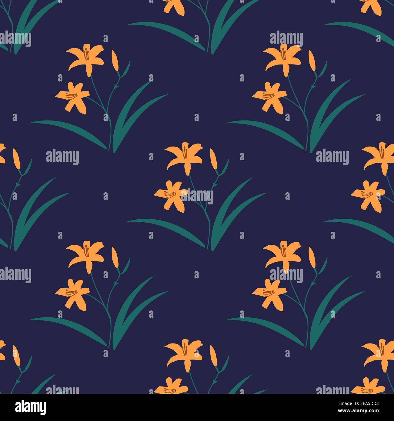 Stylized lily pattern Stock Vector Images - Alamy