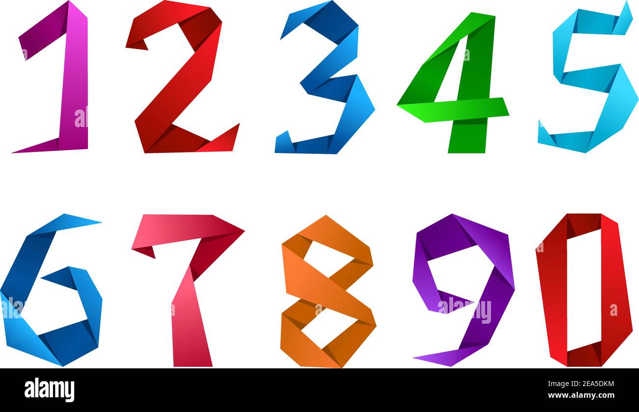 Colorful digits and numbers in origami paper style Stock Vector Image ...
