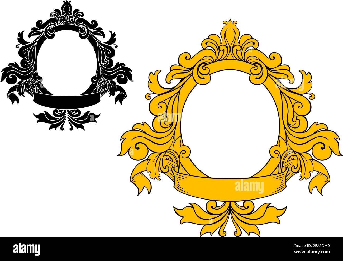 Medieval floral frame with embellishments for retro concept design ...