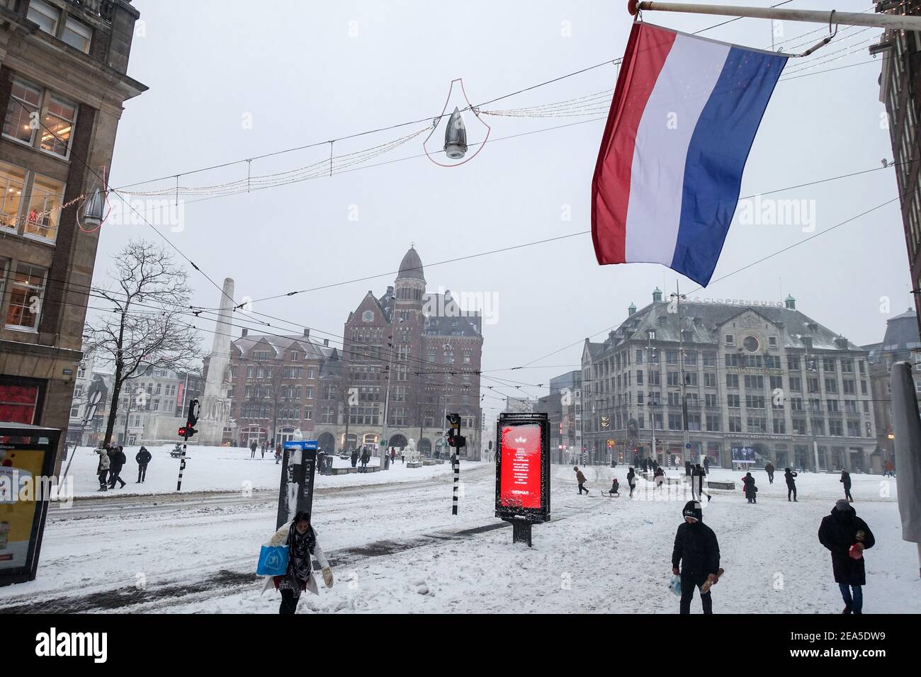 Amsterdam, The Netherlands, 7th February, 2021. The city centre brought ...