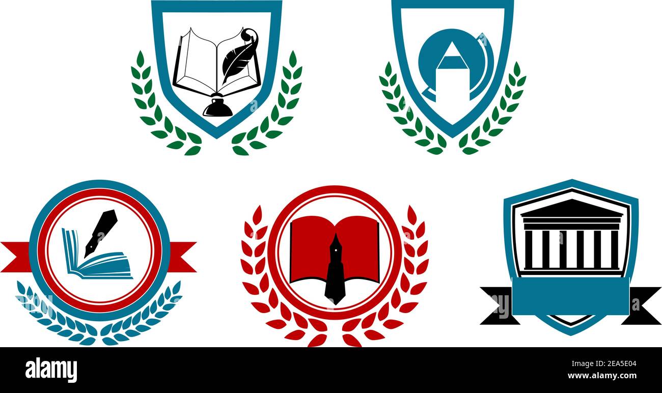 Set of abstract university or college symbols for heraldry design Stock ...