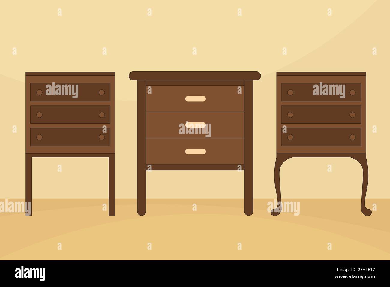 Bedside tables illustration with three style Stock Vector Image & Art ...
