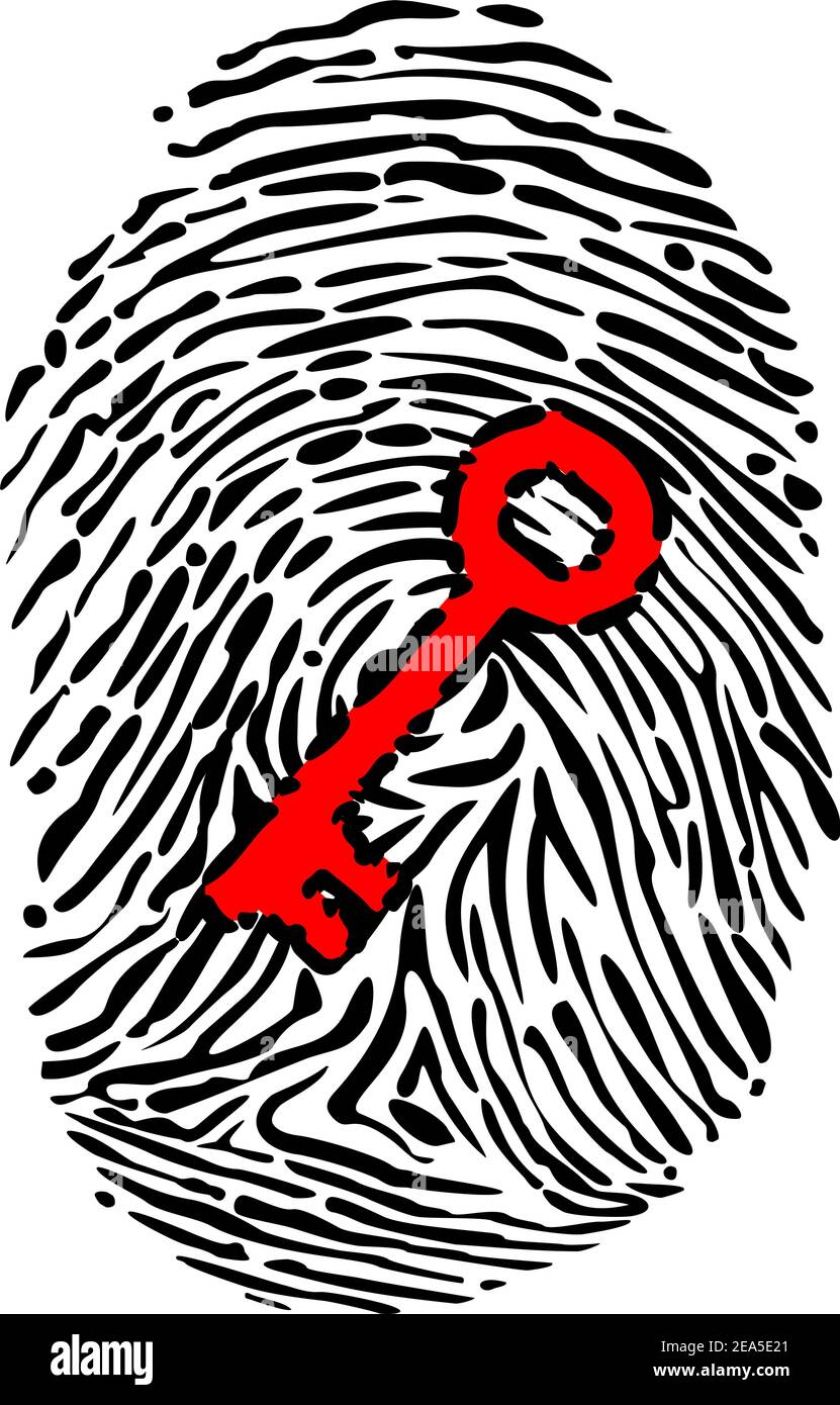 Fingerprint and key for security or identity system concept design ...