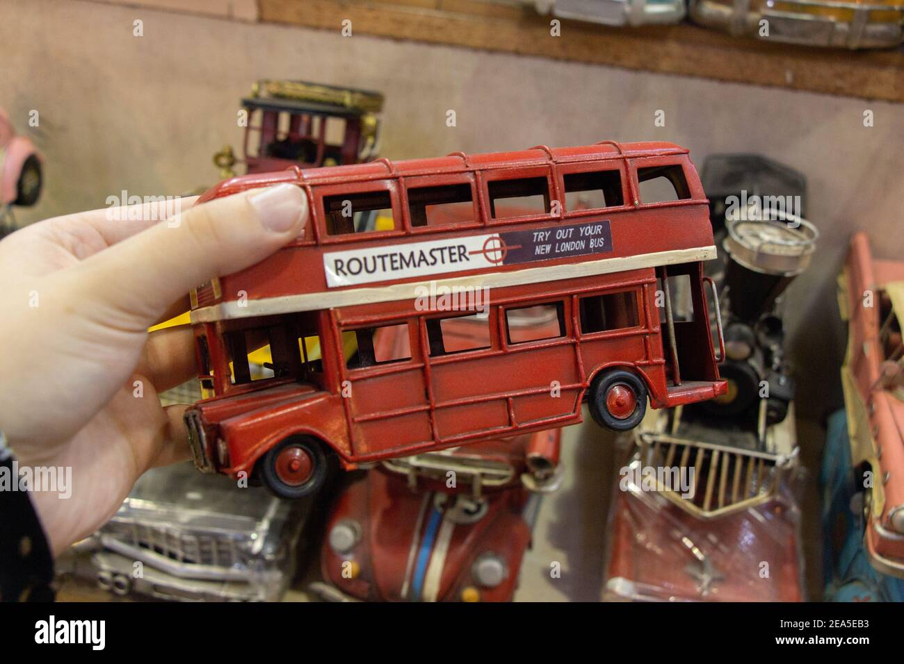 London Double decker bus retro model from England Stock Photo - Alamy