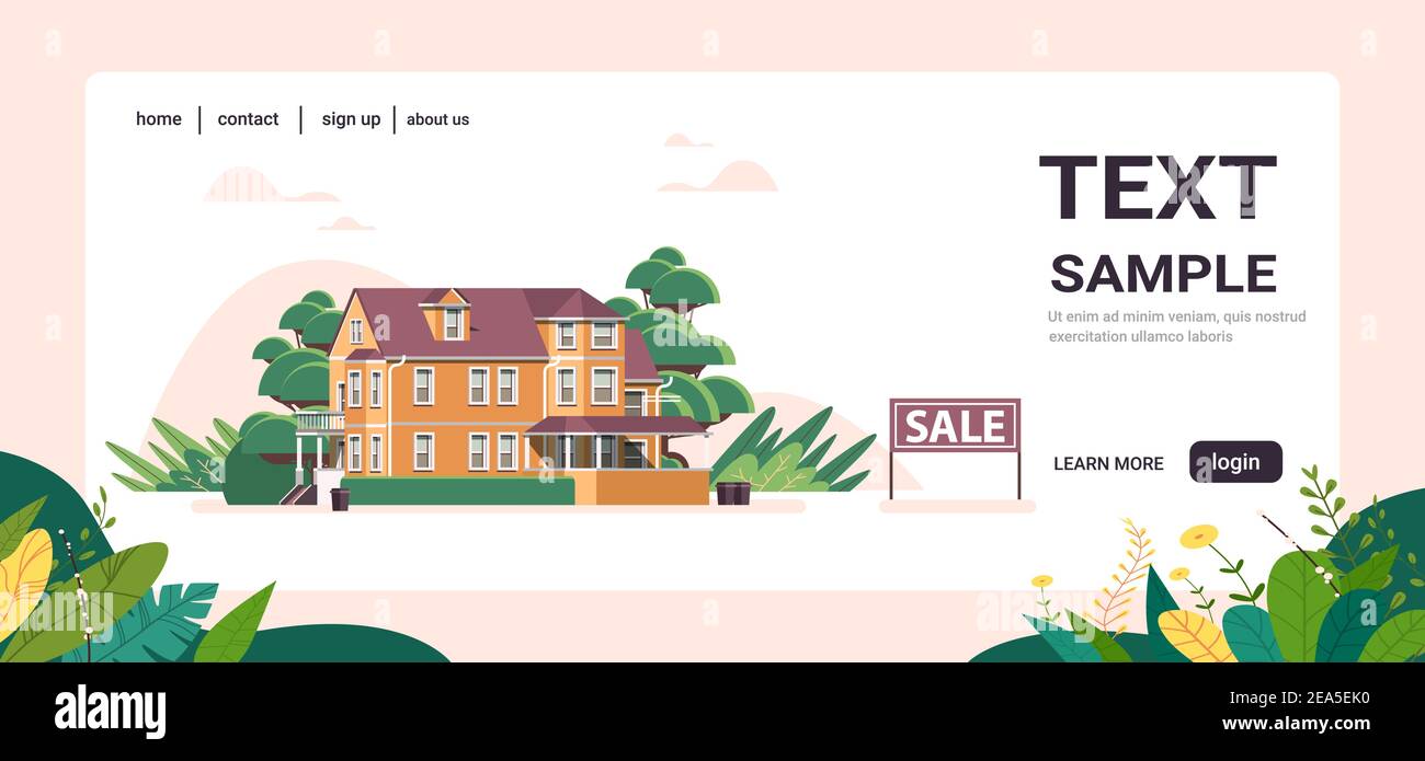 modern town house exterior real estate rent sign urban building facade ...