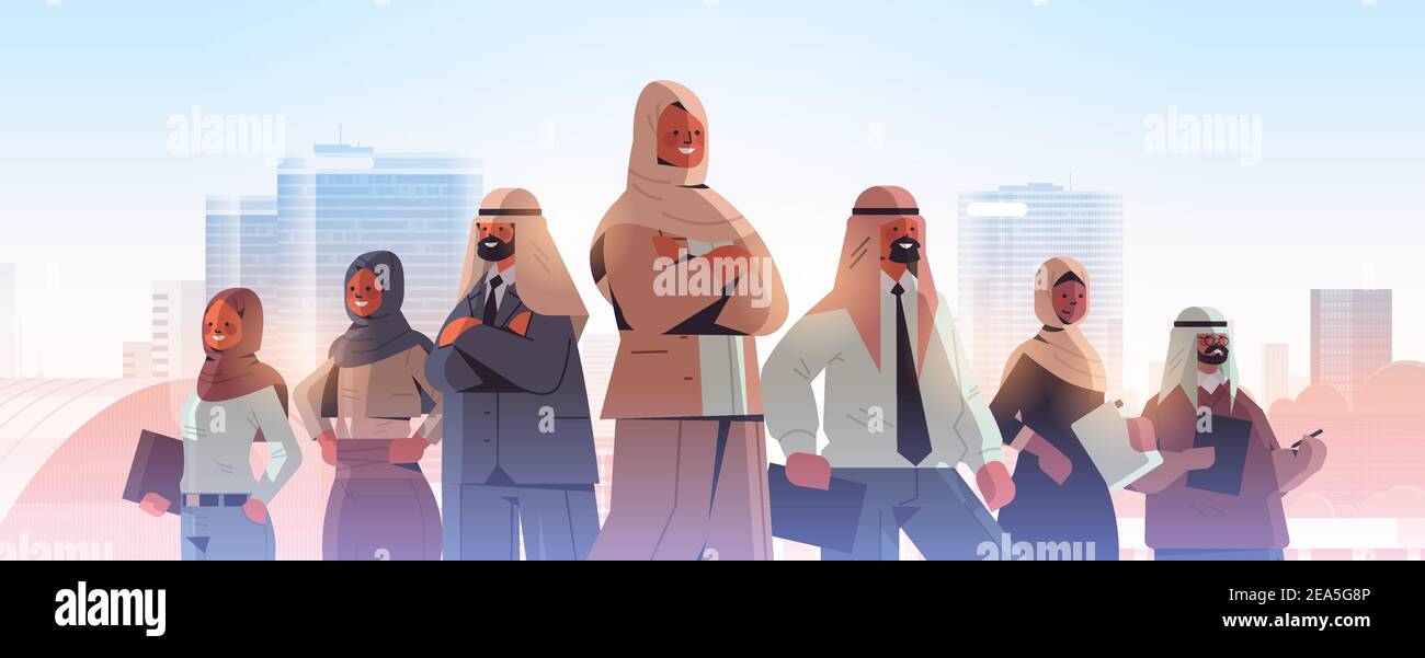 arab businesswoman team leader standing in front of arabic ...