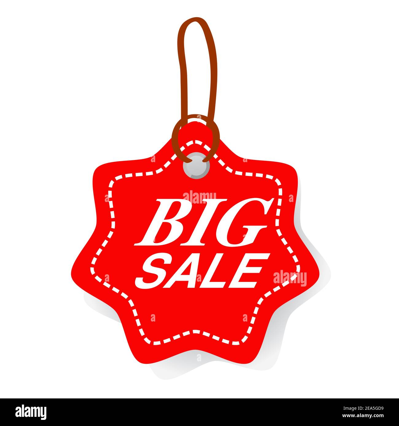 Vector Red Star Rounded Corner Tag with Big Sale text, White dash ...