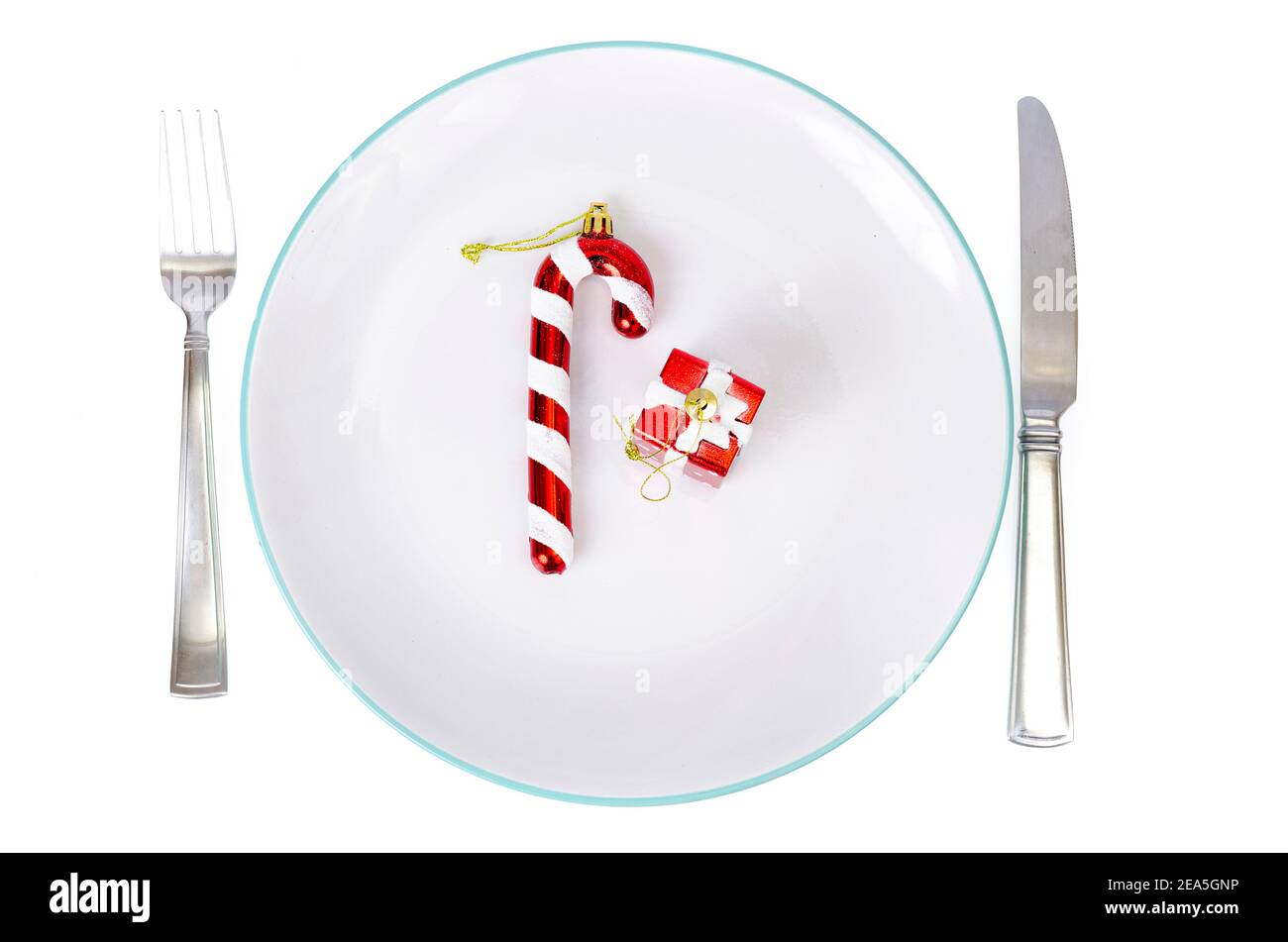 Christmas menu table setting Cut Out Stock Images & Pictures - Alamy