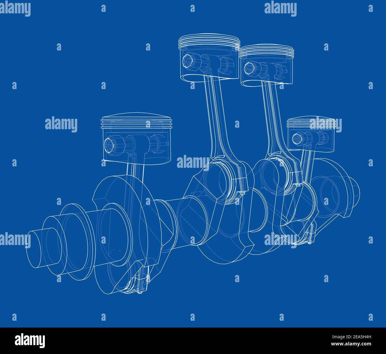 Engine crankshaft with pistons outline. Vector Stock Vector Image & Art ...