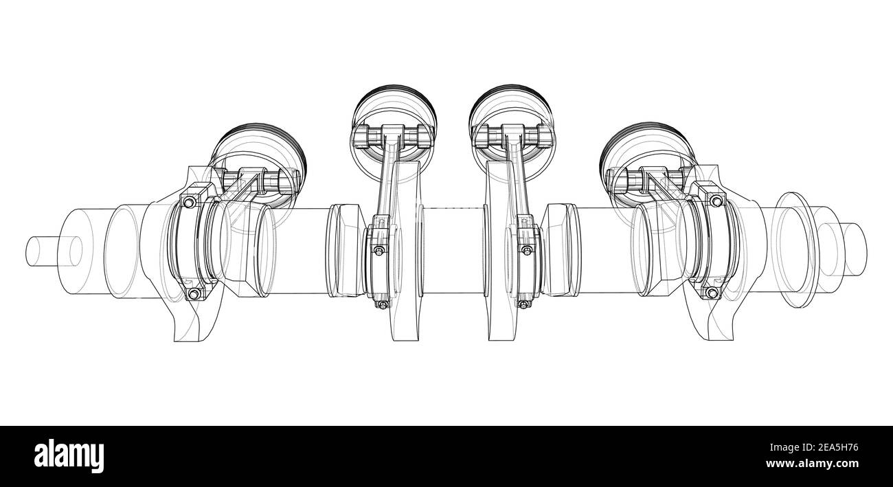 Engine crankshaft with pistons outline. Vector Stock Vector Image & Art ...