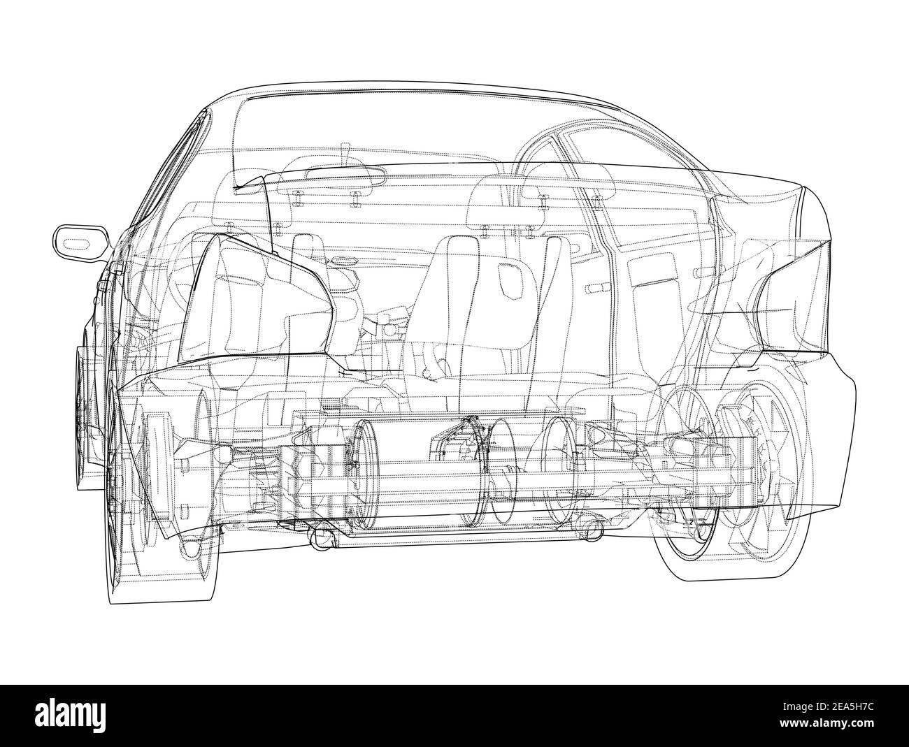 Electric Car With Chassis. Vector rendering of 3d Stock Vector Image ...
