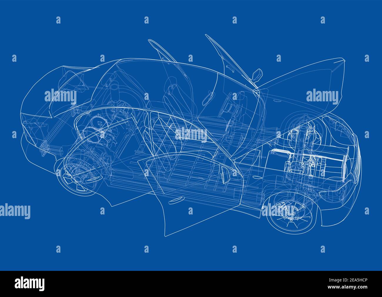 Electric Car With Chassis. Vector rendering of 3d Stock Vector Image ...