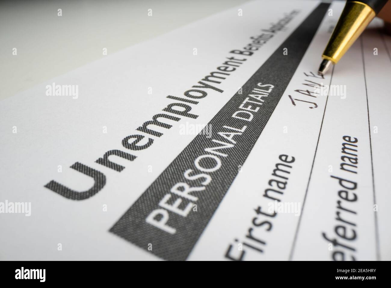 Completing unemployment benefits application form Stock Photo - Alamy Completing unemployment benefits application form Stock Photo - Alamy