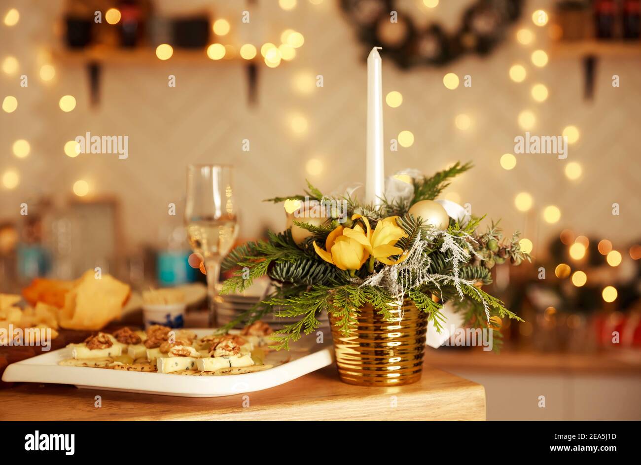 Candlelight dinner table setup for couple with beautiful light Stock ...