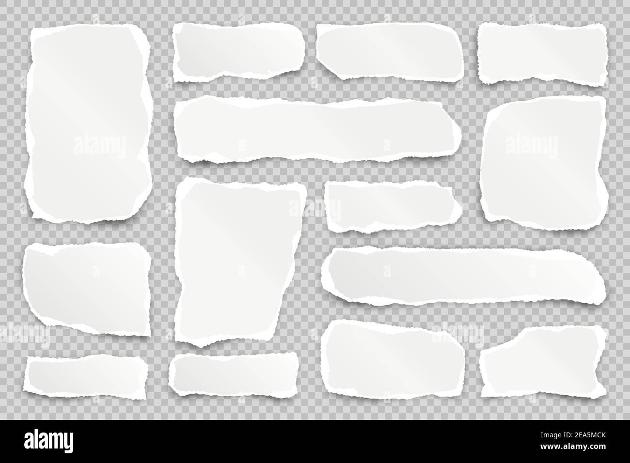 Ripped paper strips on transparent background. Realistic crumpled paper ...