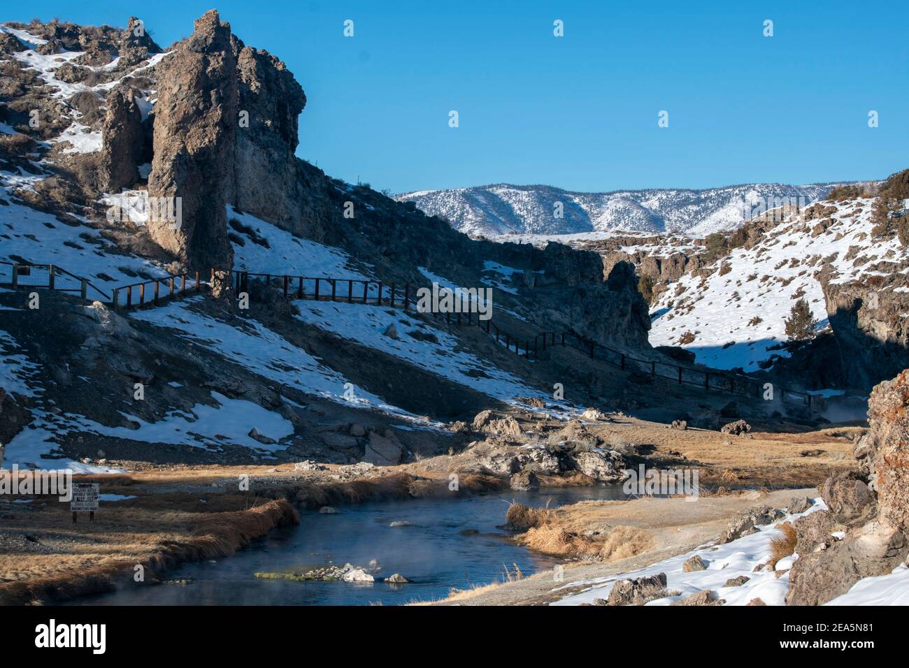 Hot Creek Geological Site is a famous landmark in Mono County. The hot ...