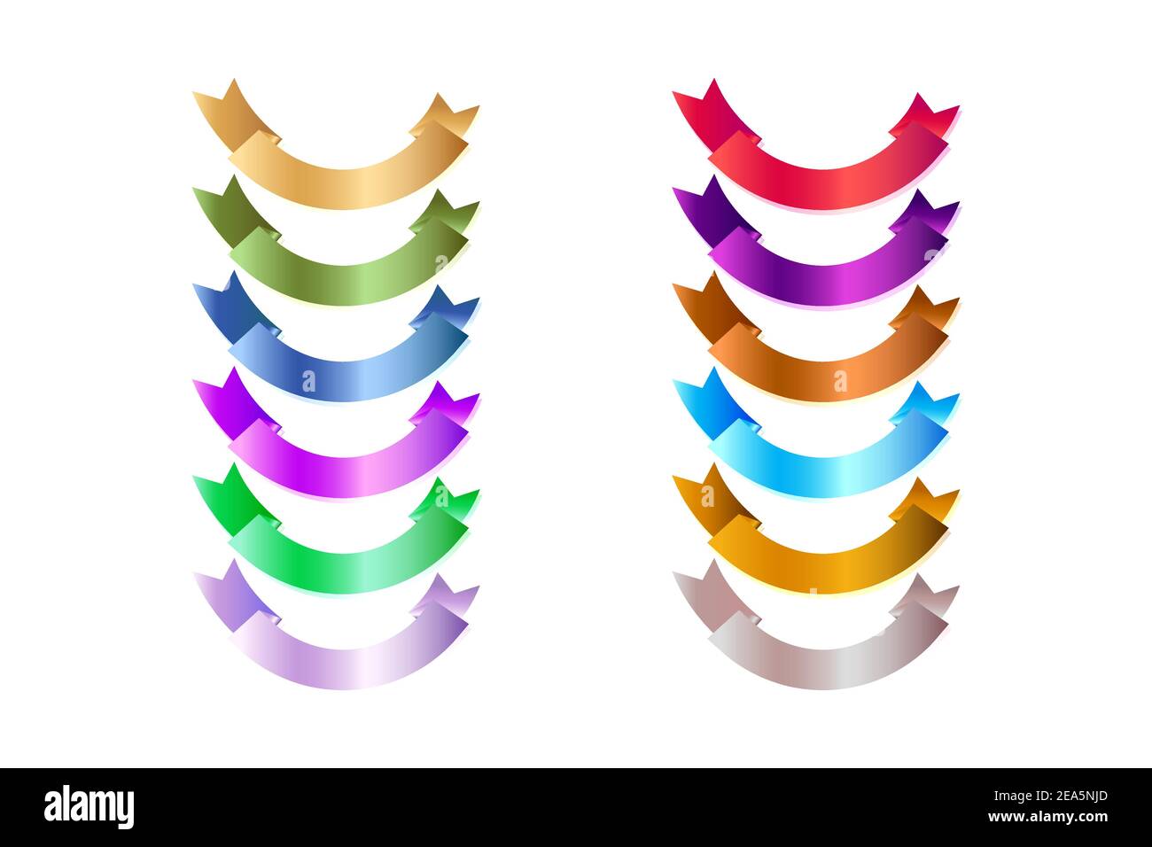 Set of colorful flat ribbons isolated on white background. Ribbon ...