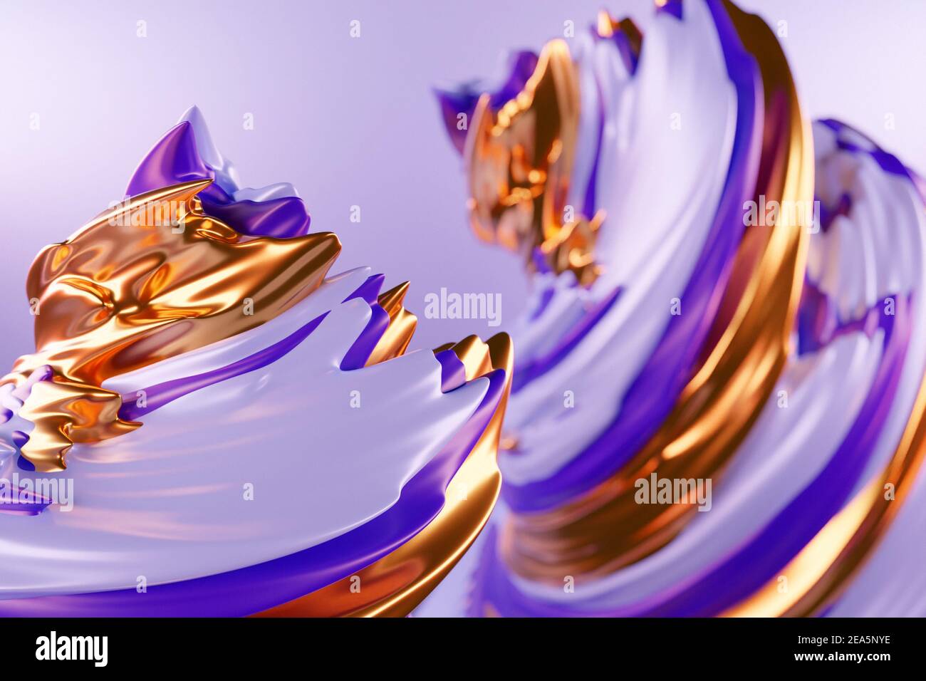 3D illustration of a hypnotic pattern. Abstract pink with gold ...