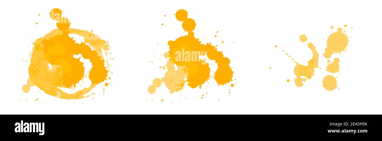 Abstract yellow paint set of splash brushes. Brushes for painting Stock ...