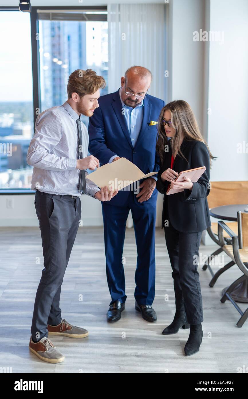 Office employee having a meeting with their team Stock Photo - Alamy
