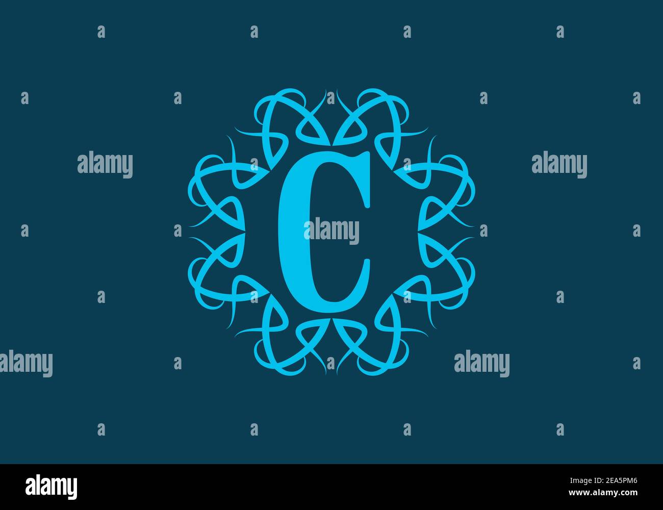 Blue initial C letter in classic frame design Stock Vector Image & Art ...