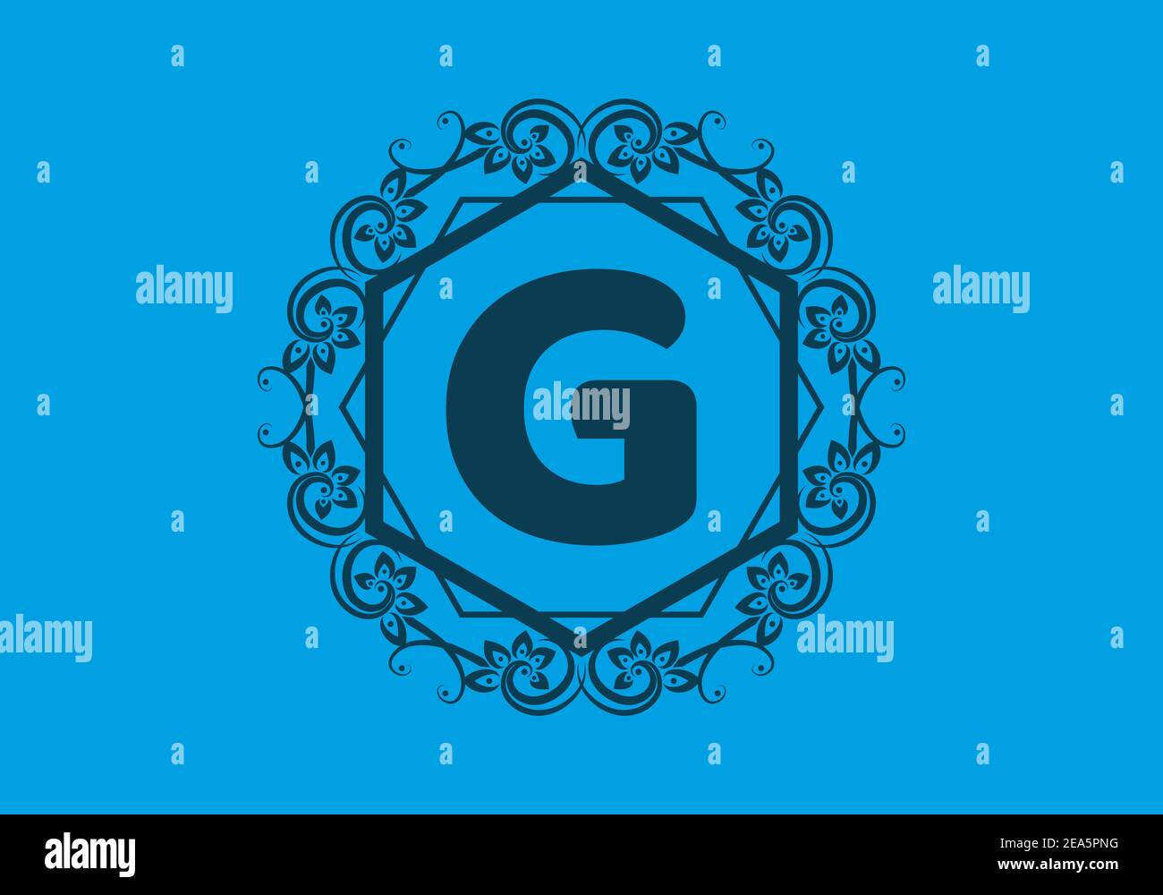 Blue initial G letter in classic hexagon design Stock Vector Image ...