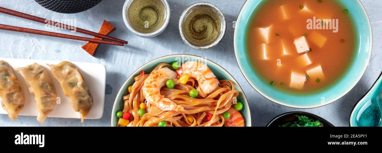 Japanese food panorama. Japan cuisine, shot from above Stock Photo - Alamy