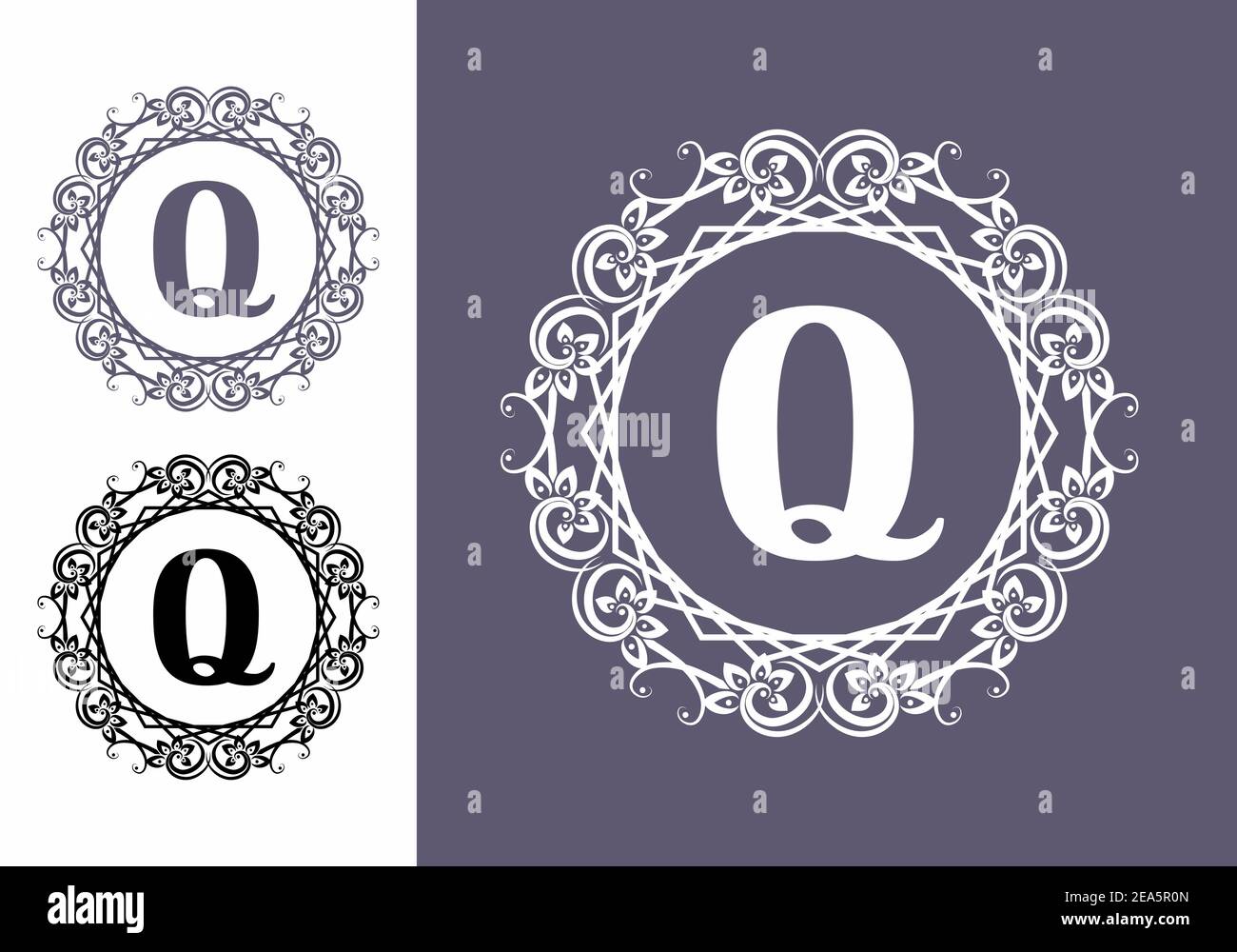 Vintage Q letter in circle vintage frame design Stock Vector Image ...