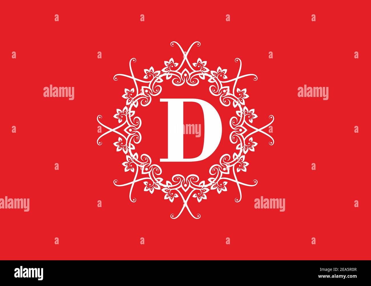 Red white of D initial letter in classic frame design Stock Vector ...