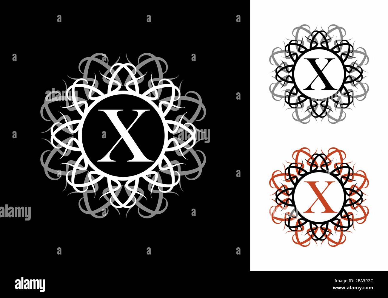 X initial letter in circle complex frame design Stock Vector Image ...