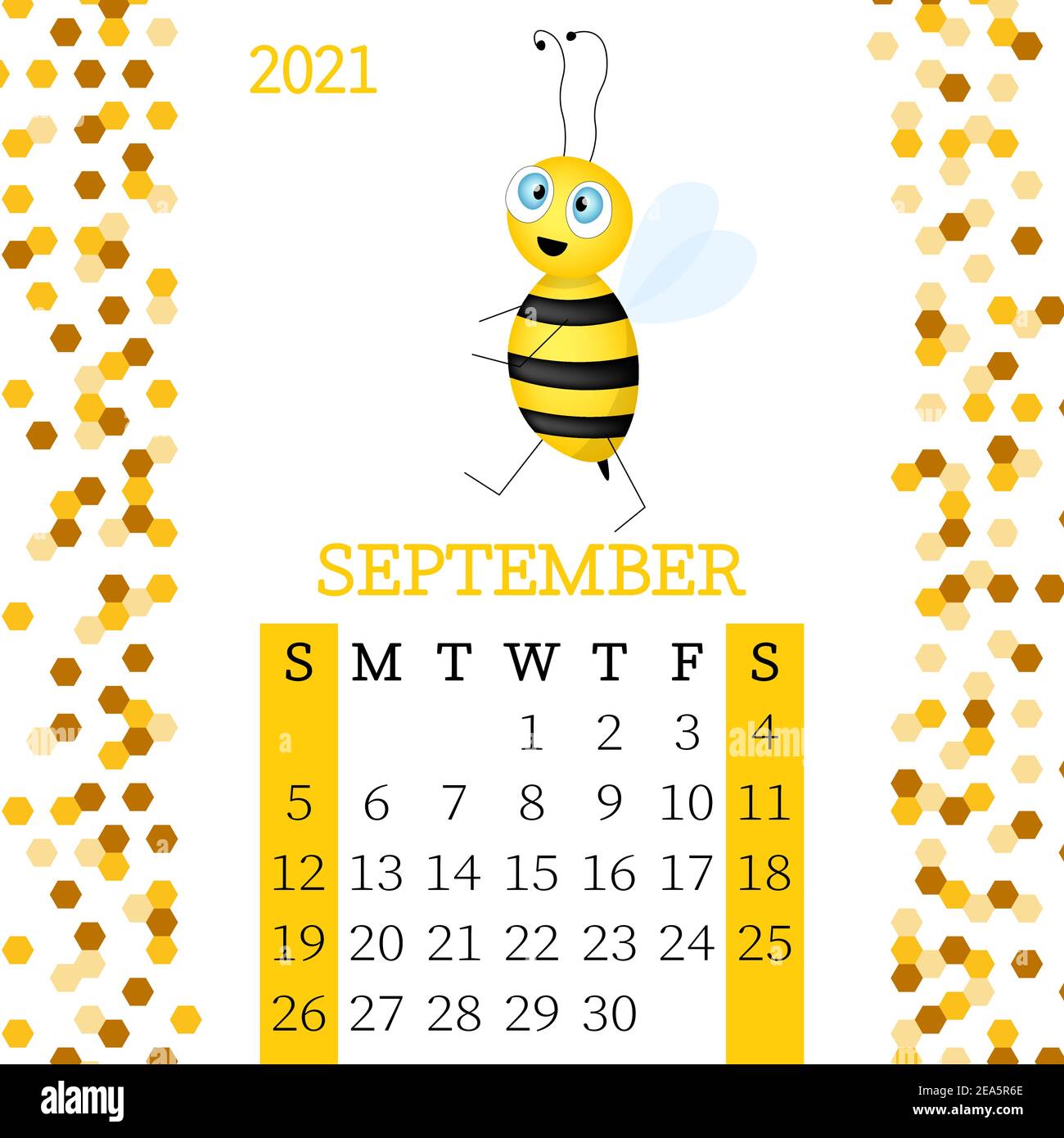 Calendar 2021. Monthly calendar for September 2021 from Sunday to ...