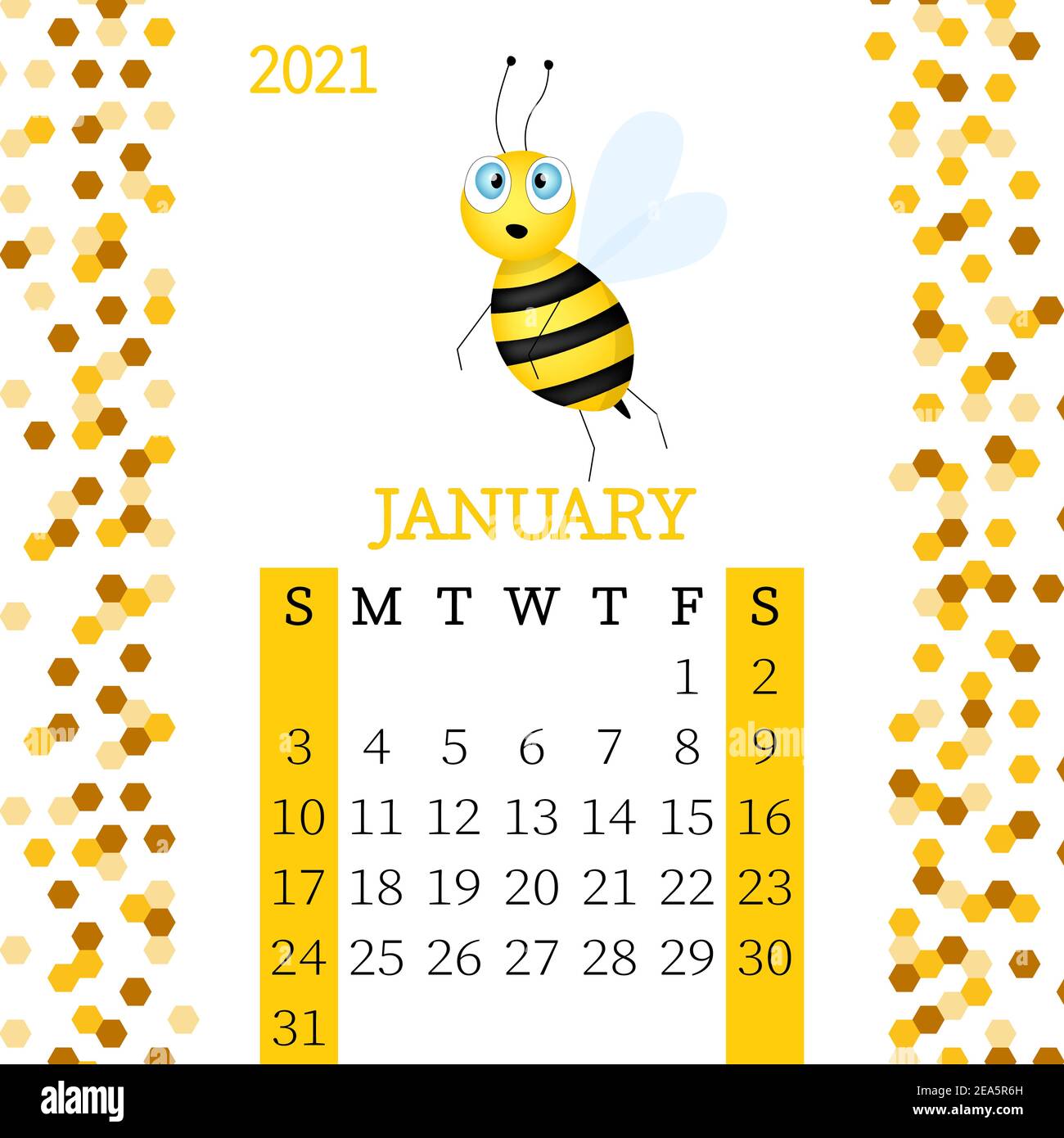 Calendar 2021. Monthly calendar for January 2021 from Sunday to ...
