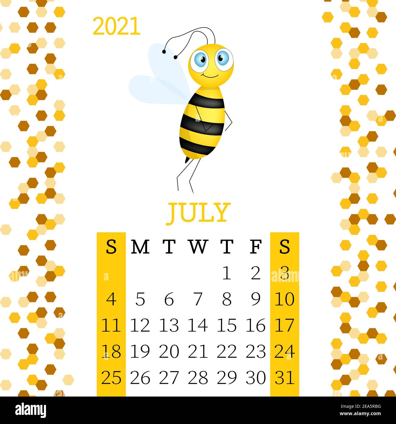 Calendar 2021. Monthly calendar for July 2021 from Sunday to Saturday ...