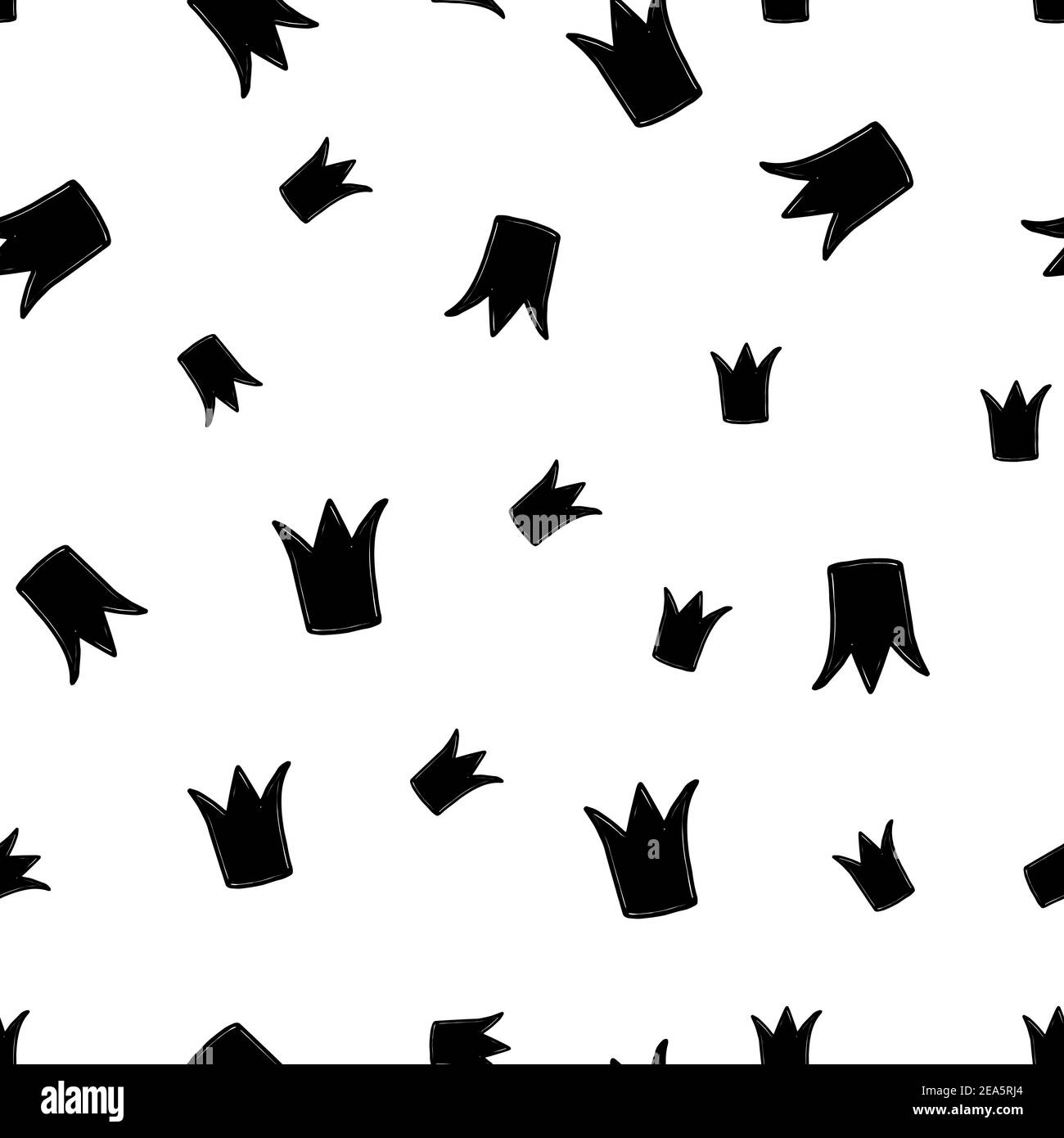 Seamless pattern with black crown silhouette on white background ...