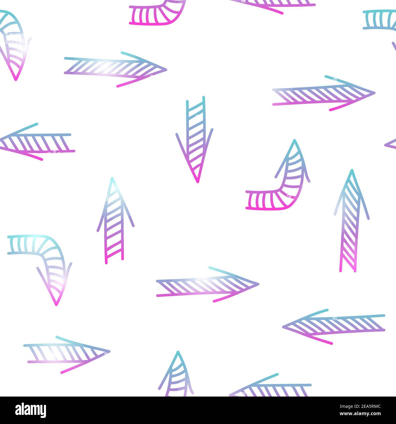 Seamless pattern with color gradient arrows on white background. Doodle ...