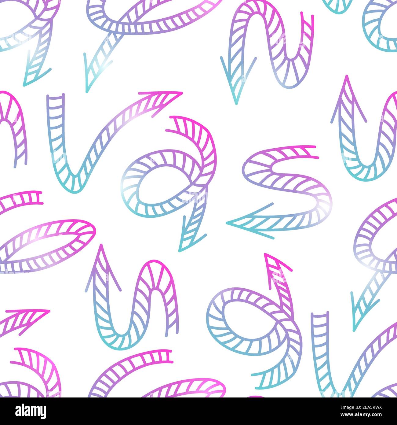 Seamless pattern with color gradient arrows on white background. Doodle ...
