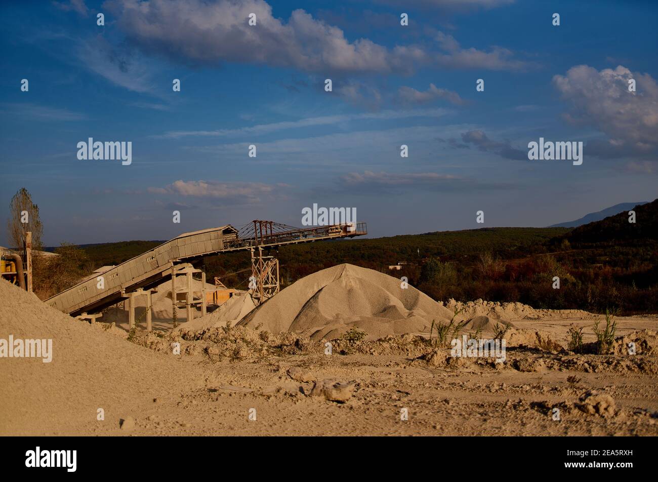 excavated road sand mountains pit soil industrial work Stock Photo - Alamy